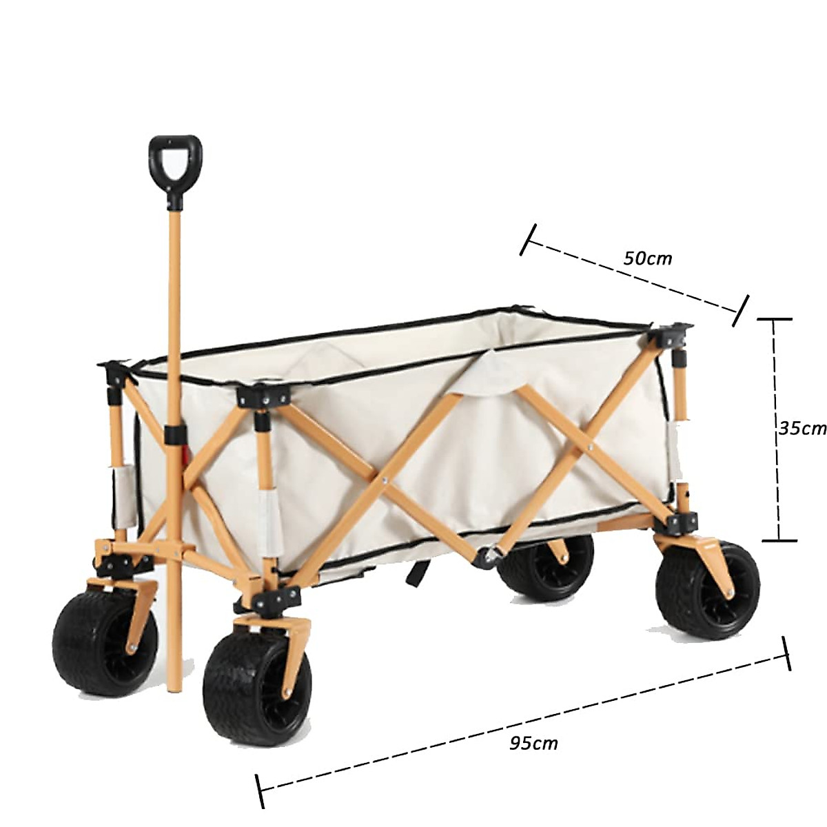 ASSYA Portable Utility Foldable Trolley Cart Collapsible Wagon with All-Terrain Wheels and Table Board Outdoor Garden Cart for Camping, Shopping, Fishing,White