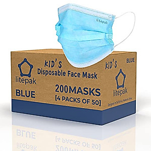 200pcs Kids Disposable Face Masks - 3 Ply Kids Mask for Boys Girls - Back to School Supplies (Blue)