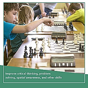 Tournament Chess Mat with Chess & Storage Bag, PU Leather Tournament Roll Up Chess Board, Chess Rollable Chessboard, Chess Mat Set for Kids and Adults (34cm with Chess Set)