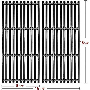 Hongso 18 1/4 inch Coated Cast Iron Grill Grates for Charbroil 463241013, 463241014, 466241013, 463243812, 466241014, 463270612, G526-0007-W1, Tru-Infrared 2 Burner Grills, PCB007