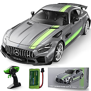 MIEBELY Remote Control Car, Mercedes Benz 1/16 Scale Official Authorized GT R Pro Rc Cars 7.4V 500mAh Rechargeable Battery 2.4Ghz Rc Drift Cars W/LED Toy Car Birthday Gift for Boys Kids Adults Age 6+