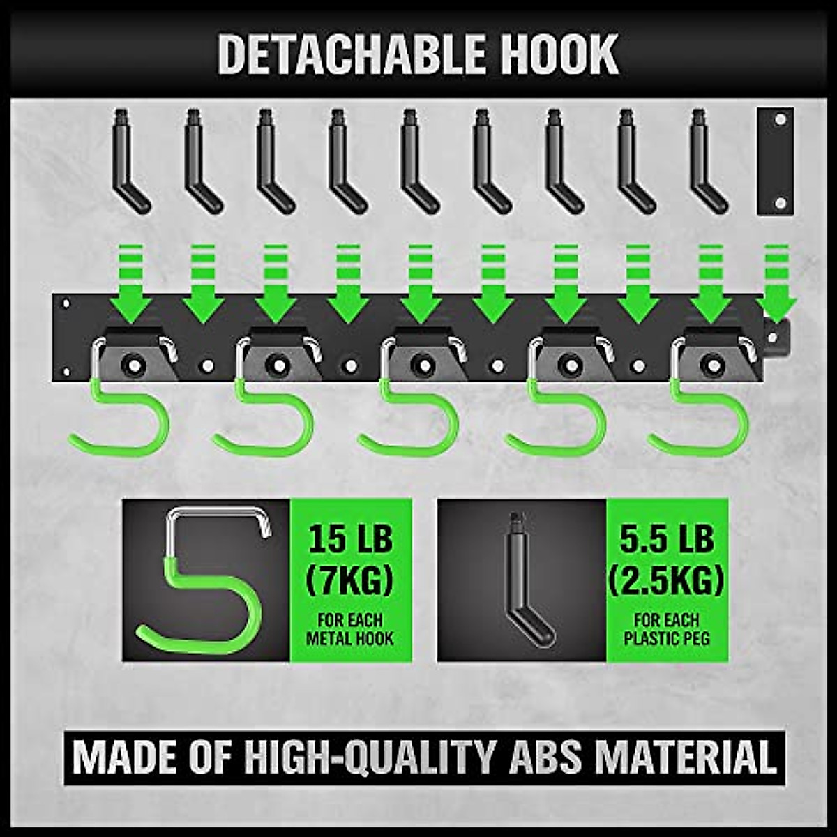 SWANLAKE 64 Inch Adjustable Storage System, Wall Mounted Hooks Tool Organizer，Garden Tool Hangers