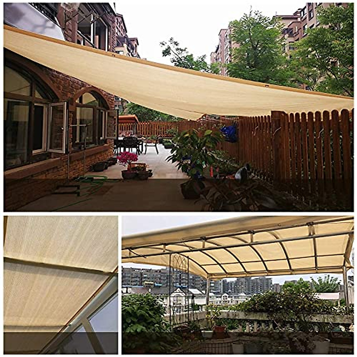 ALBN Shade Cloth Shading Net Garden Shadow Sunscreen Breathable Anti-UV Polyethylene, 17 Sizes (Color : Beige, Size : 4x5m)