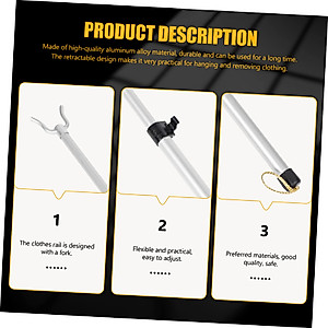 Alipis 3 pcs clothes rail white curtain rod clothing rack white Extendable Reach Pole garment rod Home Supplies Simple Pole for Clothes outdoor clothes fork grab handle hook Extender