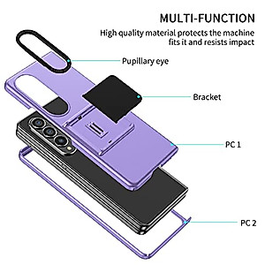 EAXER for Samsung Galaxy Z Fold 3 Fold 5G Case, Full Coverage Shockproof Slim Fold Kickstand Phone Case Cover (Wine Red)