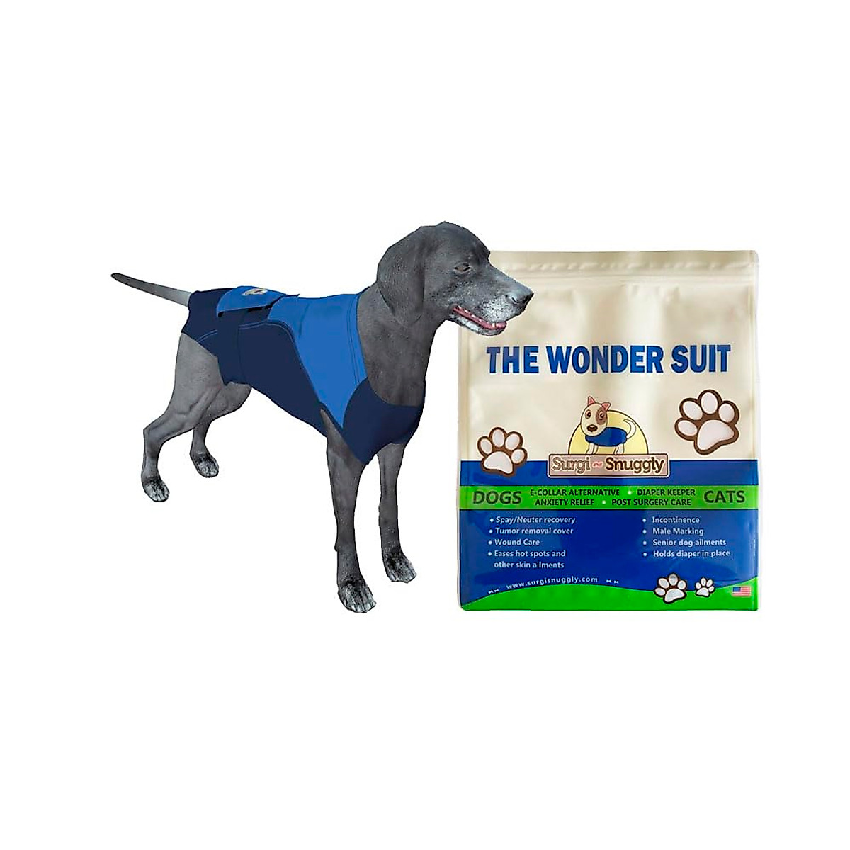 SurgiSnuggly Veterinary Invented Dog Surgical Recovery Suit for Female or Male Dogs,Spay, Neuter Onesie, The Original Surgical Recovery Bodysuit for After Surgery Small, Medium, Large Dogs LL BB EC