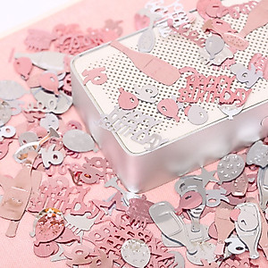16th Birthday Confetti Rose Gold Number 16 Happy Birthday Party Confetti Metallic Foil Balloon Star Birthday Cake Table Scatter Confetti for 16 Birthday Party Anniversary Celebration Decorations