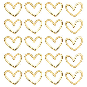 BENECREAT 20pcs Real 18K Gold Plated Linking Rings Brass Heart Jewelry Connectors Open Bezels for Bracelets Necklace DIY Making, Wedding, Mother's Day Festival Gifts, 11.5x13mm