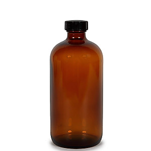 Vivaplex, 12, Amber, 16 oz Glass Bottles, with Lids