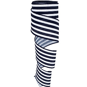 Leecogo Easter Ribbon Wired,2 1/2”x10 Yard,Black White Stripe Ribbon for Christmas, Wreath, Spring, Summer, Wedding, Baby Shower, Birthday