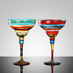 Colorful Painted Margarita Glass 270ml, Hand Painted Cocktail Glass Champagne Cup Margarita Wine Glasses for Birthday Wedding Daisy