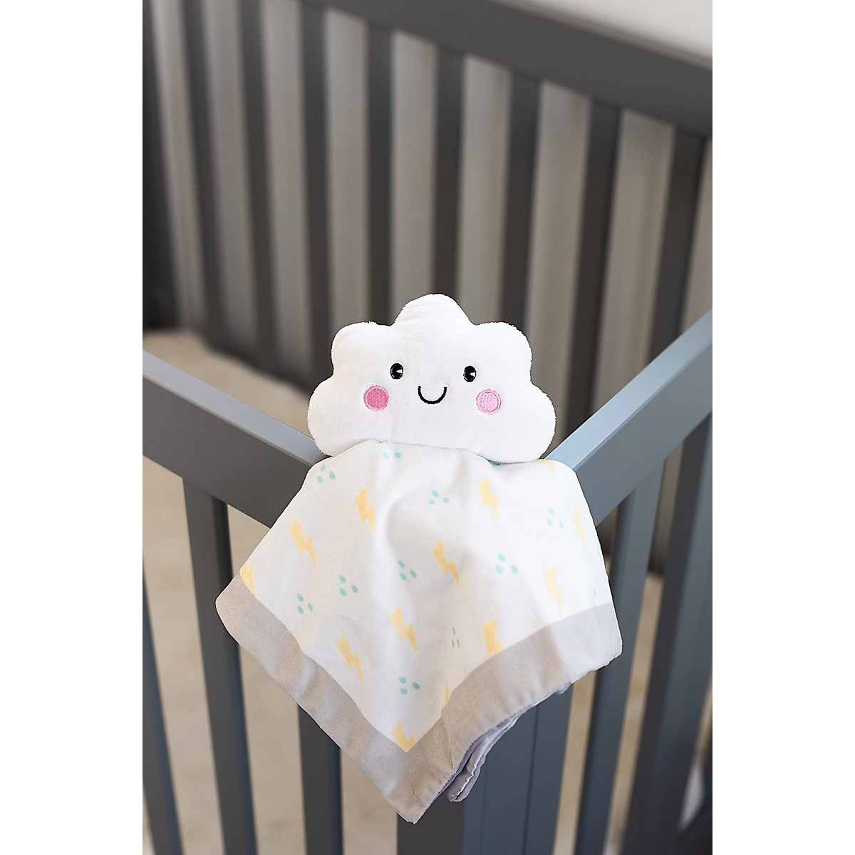 Pearhead Soft Cloud Lovey Snuggle Blanket, Newborn Infant and Toddler Security Toy, Stuffed Animal Plush Lovie for Baby Girl or Boy, White and Gray
