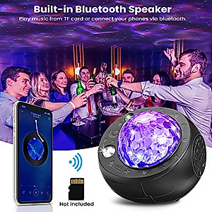 Galaxy Projector Star Projector, 4 in 1 Planet Projector Lights Night Lights Sound Activated for Kid Adult Bedroom with Music Speaker, Voice & Remote Control