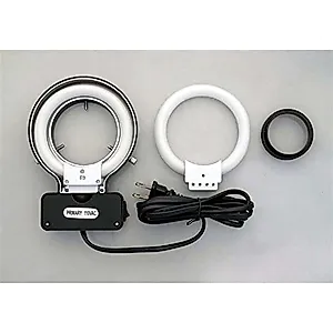 AmScope SM-4BZ-FRL-B Professional Binocular Stereo Zoom Microscope, WH10x Eyepieces, 3.5X-90X Magnification, 0.7X-4.5X Zoom Objective, 8W Fluorescent Ring Light, Black Double-Arm Boom Stand, 110V-120V, Includes 0.5x and 2.0x Barlow Lenses