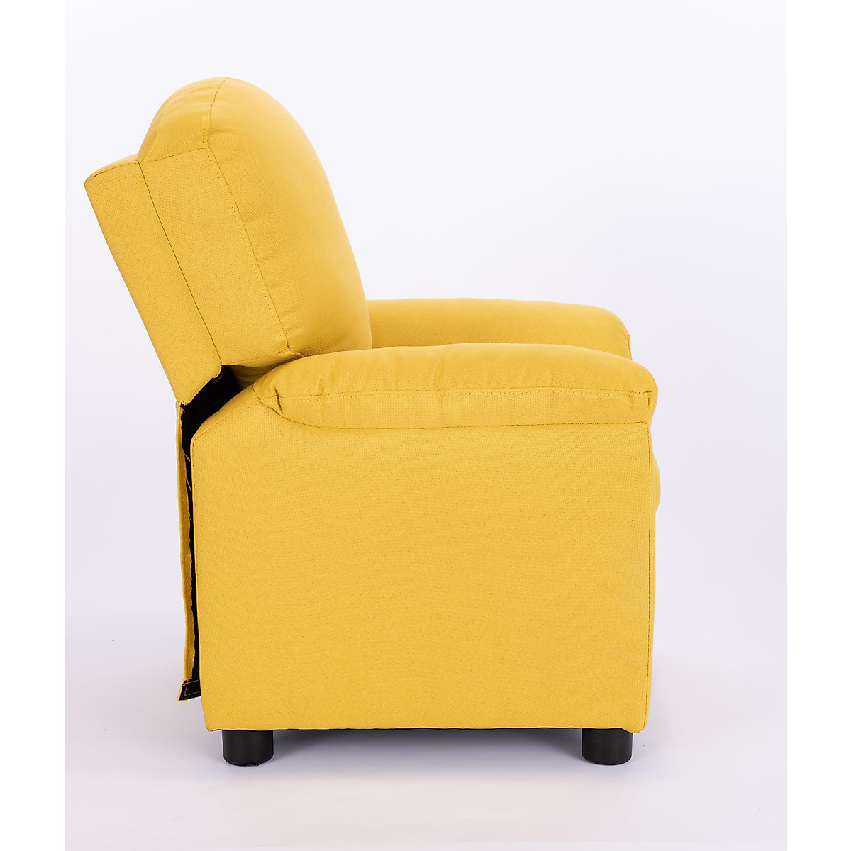 Q-Max Sofa Chair with Pillow Top Armrest and Footrest, Yellow Finish Children Recliner