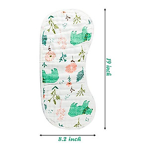 GROBRO7 5Pcs Baby Muslin Burp Cloths Burping Bids for Baby Cotton 6 Layers Extra Absorbent Machine Washable Soft Large Cartoon Face Towels Nursery Gift Gentle for Newborn Girls Boys 9x23inch