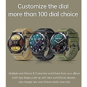 SEDSEY Smart Watches for Men Rugged Tactical Fitness Watch with Call (Answer/Dial Calls) Heart Rate Sleep Monitor 100+ Sport Modes 1.39" HD Waterproof Sport Smartwatch for Android iOS Phone (Black)