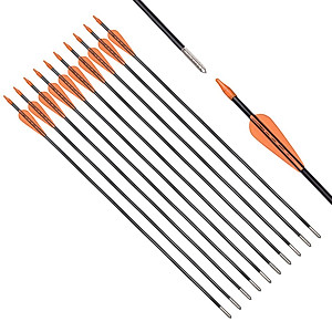 6875 Fiberglass Arrows Archery 24 Inch Target Shooting Safetyglass Recurve Bows Suitable for Youth Children Woman Beginner 12pcs/Pack (tigerspot Orange Vanes)