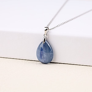GAVU Crystal Teardrop Pendant Kyanite Blue Stone Necklace