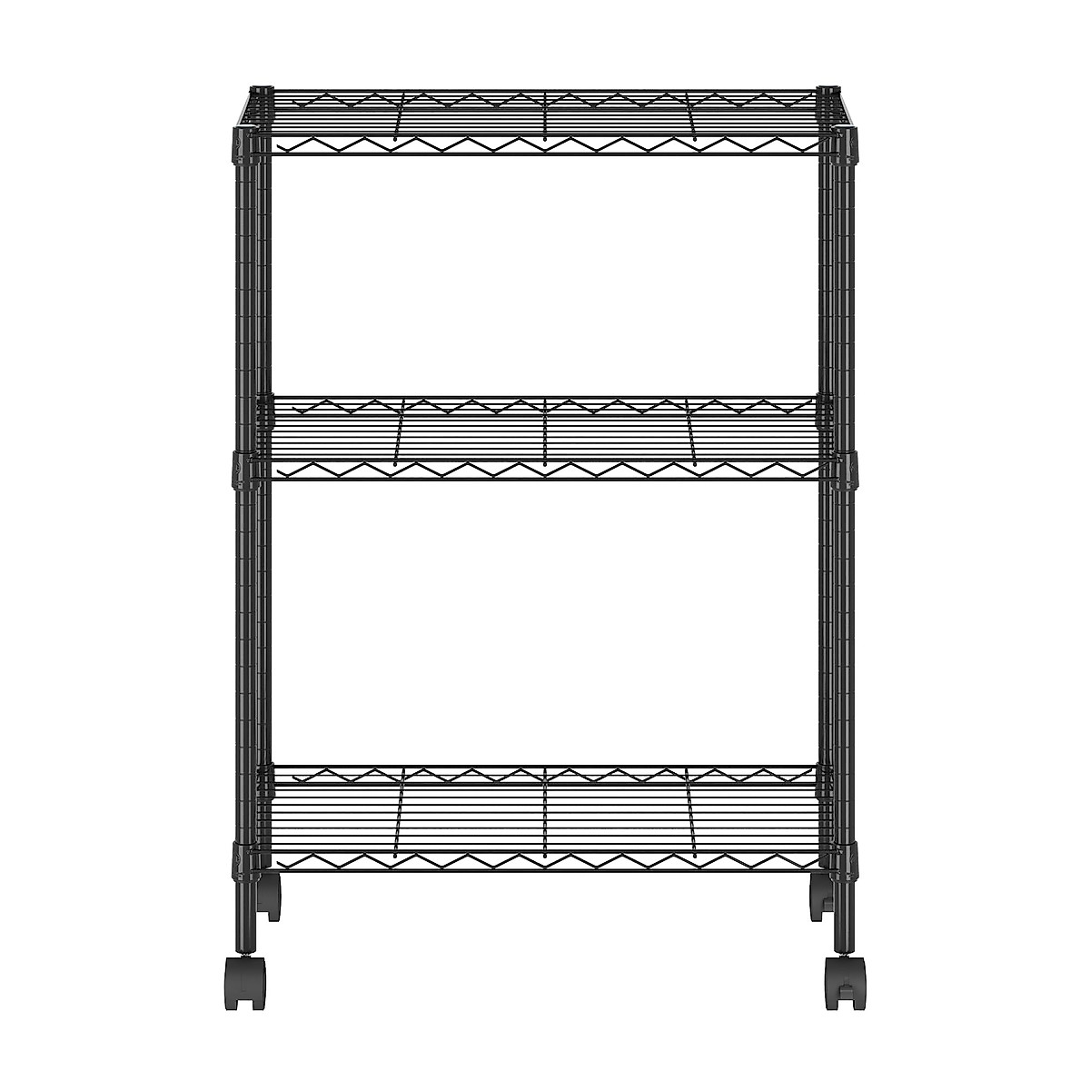 Furinno Wayar 3-Tier Metal Storage Shelf Rack Cart with Casters, 23 x 13 x 30, Black