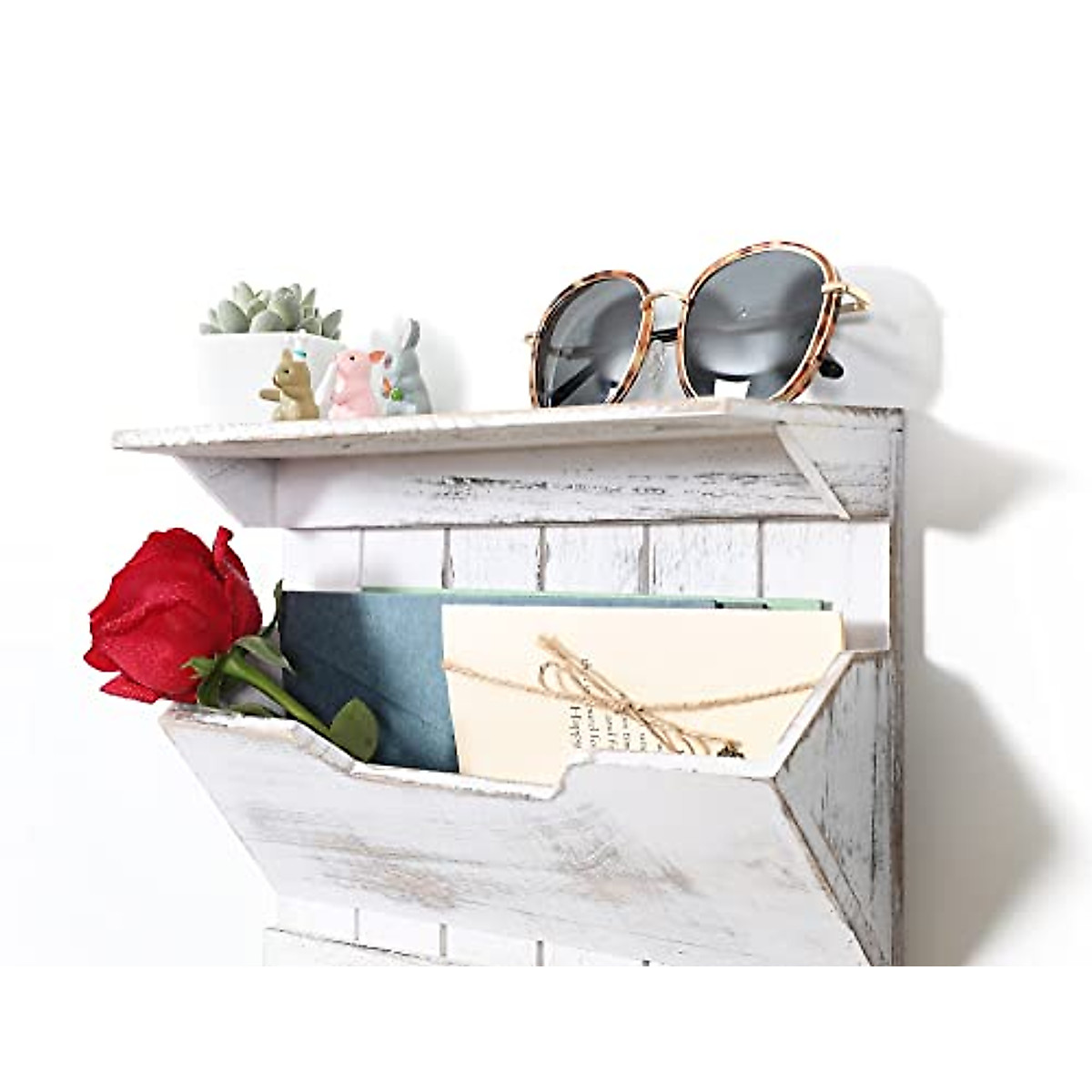 Dythner Key Holder for Wall, Elegant Wall-Mounted Mail Organizer, Key and Mail Holder for Wall with 6 Key Hooks, Key Racks for Home and Entryway Decor, Rustic Paulownia Wood