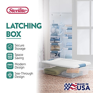 Sterilite 32 Quart Multipurpose Plastic Stackable Storage Box Container with Latching Lid for Home or Office Organization, Clear (12 Pack)