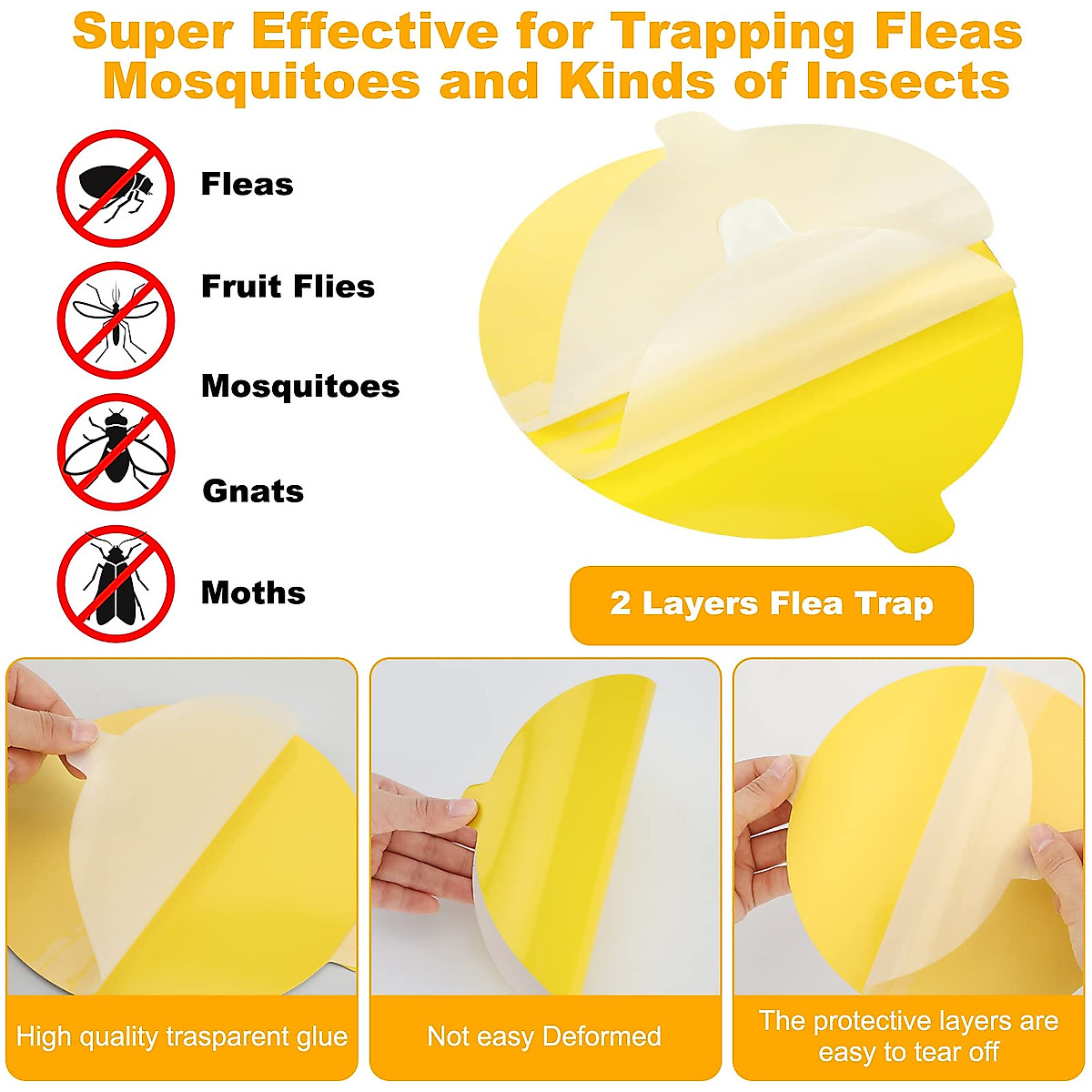 12 Pieces Flea Trap Replacements Glue Discs 2 Layers Dome Glue Board Replacement Pads, Non Toxic, 7.1 Inch Natural Glue Discs Refills for Pest Control Flea Trap