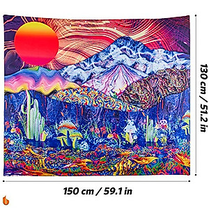 Urbanstrive Not Fade Machine Washable Mandala Tapestry Wall Hanging Trippy Hippie Bohemian Psychedelic Wall Tapestry for Bedroom Living Room, Blue White, Small (28.7x37.4 Inches)(73x95 cm)