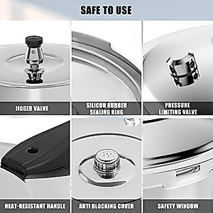 Yuebaaf Stainless Steel Pressure Cooker 6 QT, Suitable for All Cooktops, Compatible with Gas & Induction Cooker, Faster Cooking with Safely Valve, Silver
