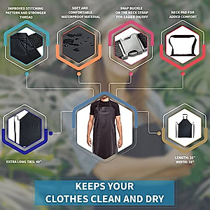 Aulett Home Waterproof Rubber Vinyl Apron Black - 35" Heavy Duty Dishwasher Apron - Stay Dry When Dishwashing, Lab Work, Butcher, Dog Grooming, Cleaning Fish - Industrial Chemical Resistant Plastic