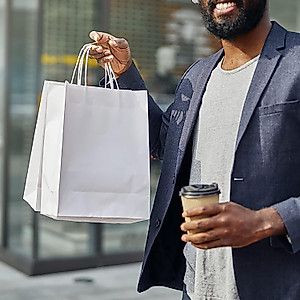 [50 Bags] 13 X 7 X 17 Brown Kraft Paper Gift Bags Bulk with Handles. Ideal for Shopping, Packaging, Retail, Party, Craft, Gifts, Wedding, Recycled, Business, Goody and Merchandise Bag