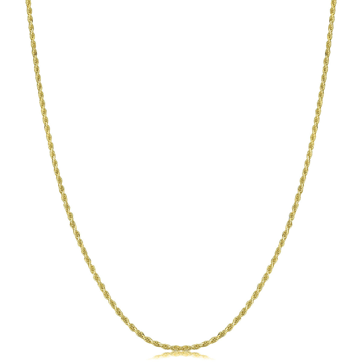 Verona Jewelers 18K Gold 1.5MM Diamond Cut Rope Chain Necklace, 18K Gold Rope Chain, 18K Gold Necklaces,18K Gold Chain Gold Dainty Necklace, Real 18K Gold Chain, 16-30