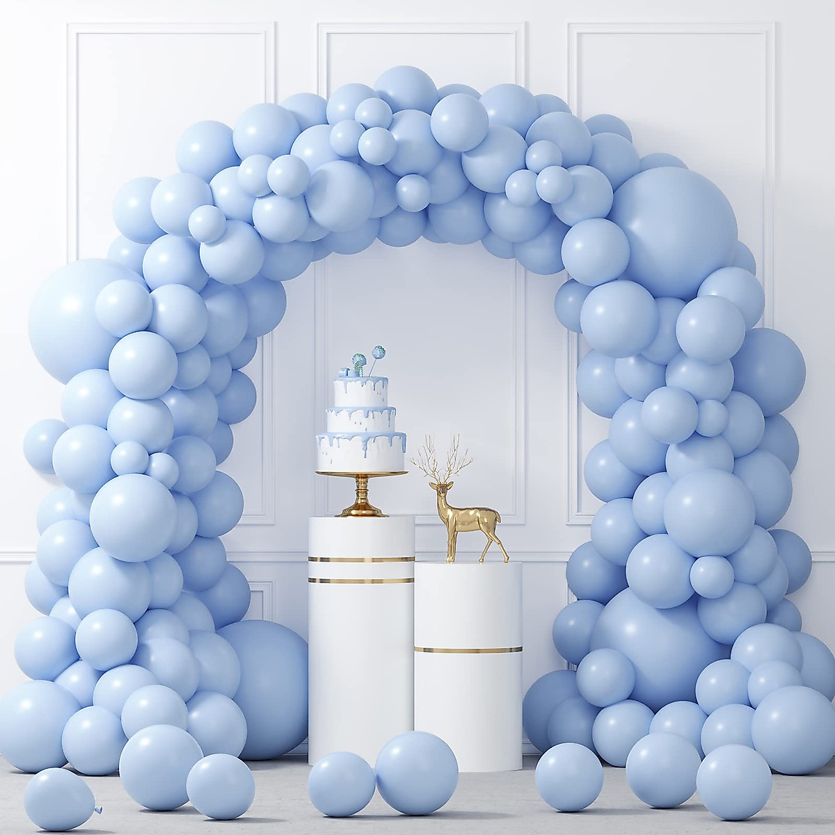 RUBFAC 149pcs Pastel Blue Balloons 18 12 10 5 Inch Different Sizes Latex Light Blue Baby Blue Balloon Arch Garland Kit for Baby Shower Birthday Wedding Engagement Graduation Decorations