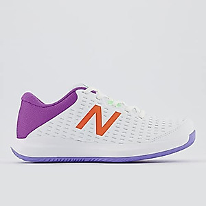 New Balance Women's 696 V4 Hard Court Tennis Shoe, White/Mystic Purple, 12