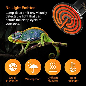Simple Deluxe 25W/40W/50W/60W/100W/150W Ceramic Heat Emitter Reptile Heat Lamp Bulb No Light Emitting Brooder Coop Heater for Amphibian Pet & Incubating Chicken, Black/1-Pack, 25W
