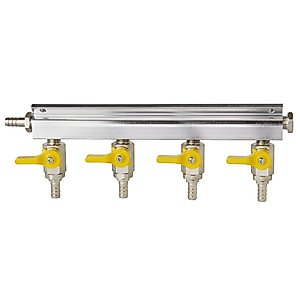 Kegco AD4 Aluminum 4-Way Kegerator Beer Gas/Air Distributor