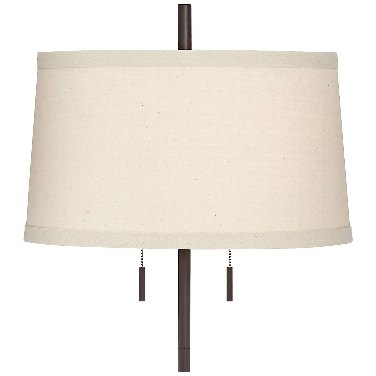 Possini Euro Design Nayla Modern Floor Lamp Standing 62.5" Tall Bronze Steel Slender Column Off White Fabric Tapered Drum Shade Decor for Living Room Reading House Bedroom Home