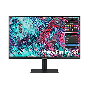 SAMSUNG 27-Inch ViewFinity S8 Series 4K UHD High Resolution Monitor, IPS Panel, 60Hz, Thunderbolt 4, HDR 10+, Built-In Speakers, Height Adjustable Stand, S27B804TGN, 2022, Black