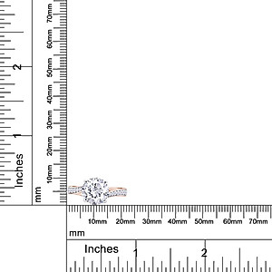 SAVEARTH DIAMONDS 2 Carat Round Cut Lab Created Moissanite Diamond Split Shank Solitaire Engagement Ring In 14K Rose Gold Plated 925 Sterling Silver Jewelry (G-H Color, 2.00 Cttw) Ring Size -6.5