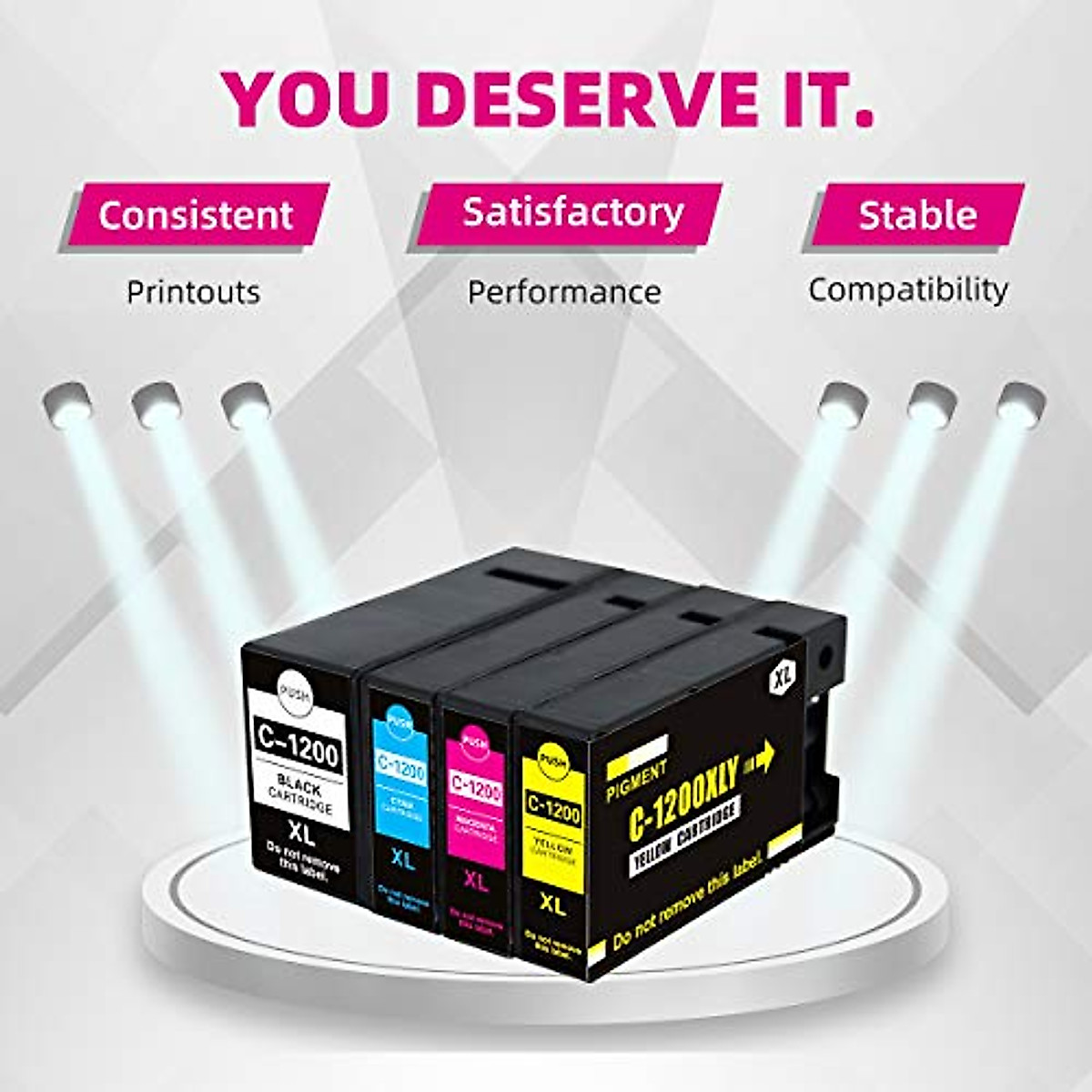 PGI-1200XL Compatible Ink Cartridges Replacement for Canon MB2320 MB2720 MB2700 PGI-1200 XL 1200 Pigment for Maxify MB2720 MB2320 MB2020 MB2120 Printer (1 Black, 1 Cyan, 1 Magenta, 1 Yellow, 4-Pack)