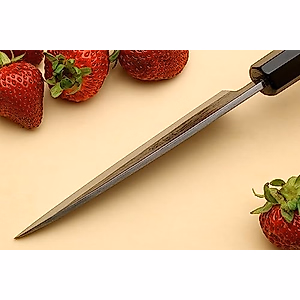 Yoshihiro Kurouchi Black-Forged Blue Steel Stainless Clad Petty Utility Knife Ebony Handle (5.3'' (135mm) & No Saya)