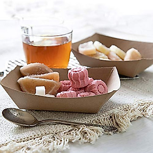 PaperMi Brown Paper Food Tray Disposable Kraft Hot Dog Tray, Paper Food Trays for Picnics, Carnivals, Camping - Food Serving Tray Holds Hot and Cold Food- USA Made (0.5LB 250pc)