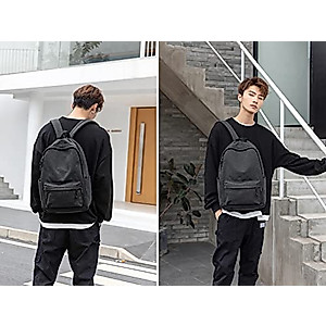 Canvas Backpack Laptop Backpack for Men Women College Gym Backpack Lightweight Travel Bag Casual Daypack with Water Bottler Holder Shoulder Bag Durable Rucksack