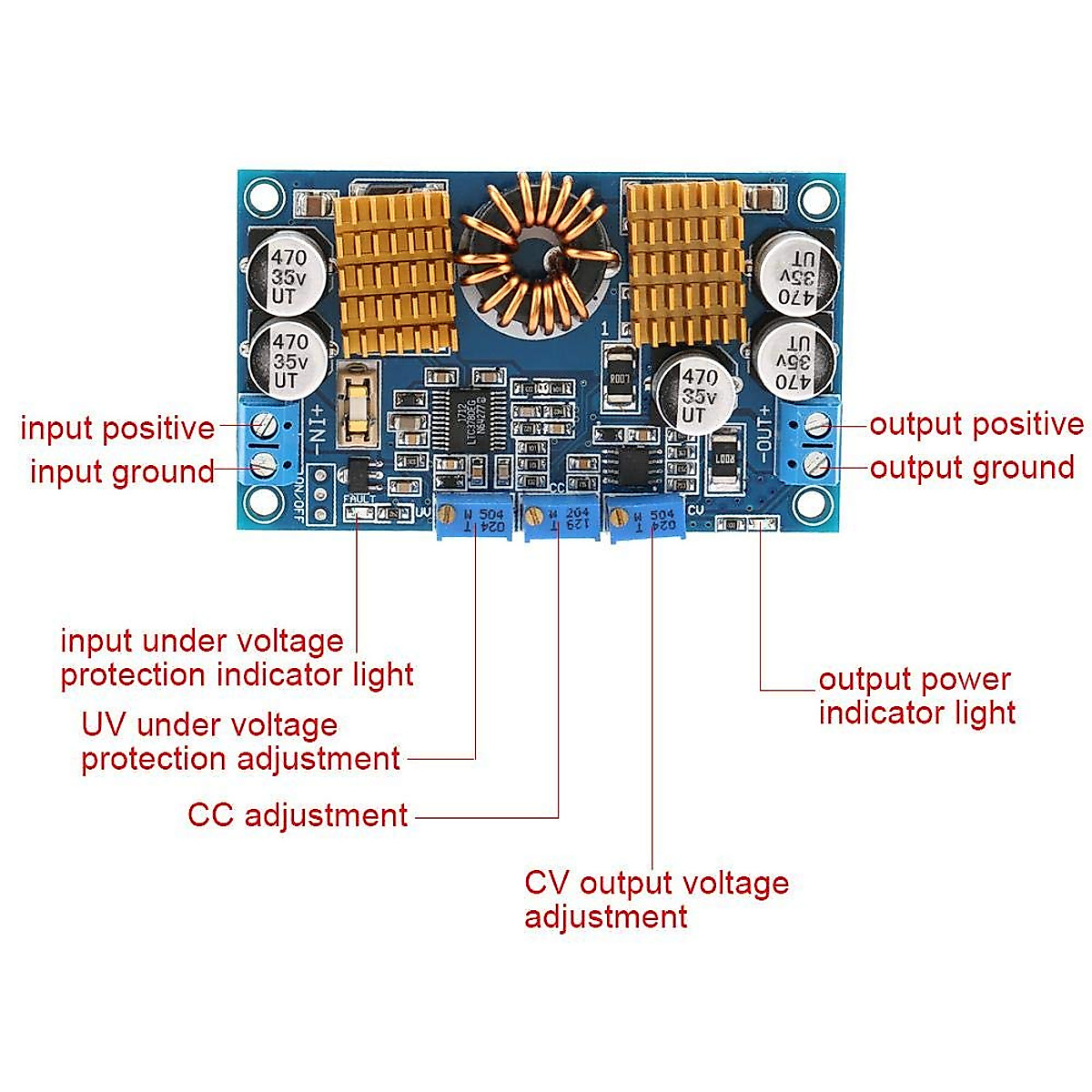 LTC3780 Automatic Step UP/Down Converter, DC to DC 5-32V to 1V-30V Boost/Buck CC CV Power Module