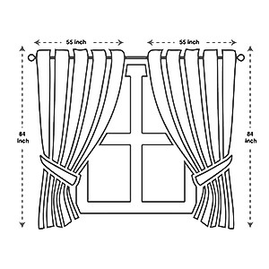 Glory Rugs 2pc Curtain Set with Panel Attached Valance and Backing 55"X84" Each Ragad Collection