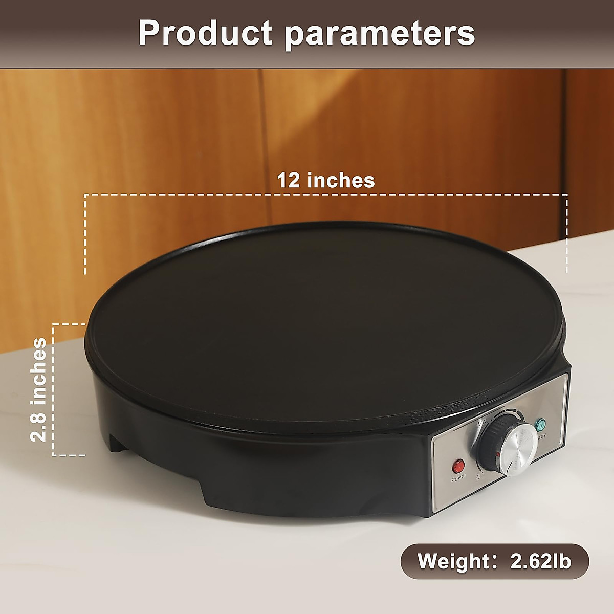 UVFAST Crepes Maker 12'', Electric Crepe Maker & Griddle, Non-Stick Crepe Pan, Crepe Machine with Crepe Spreader, Perfect for Crepes Roti, Tortilla, Blintzes, Pancakes, Adjustable Temperature, 1000W