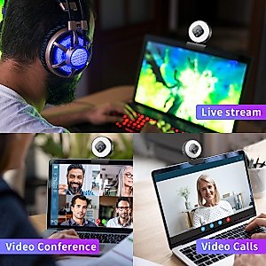 1080P Webcam with Ring Light and Dual Microphone, Advanced Auto-Focus, Adjustable Brightness, 2021 JETAKU Streaming Web Camera for Zoom Skype YouTube, PC Mac Laptop Desktop (Black)