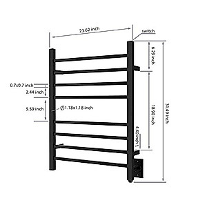 HEATGENE Towel Warmer, Heated Towel Warmer Rack, Wall-Mounted Hardwired/Plug-in Electric Towel Warmers for Bathroom, Hot Towel Rails - Matte Black