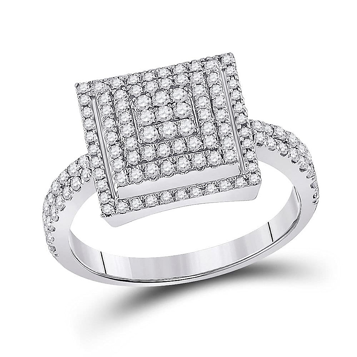 The Diamond Deal 10kt White Gold Womens Round Diamond Square Cluster Ring 1/2 Cttw