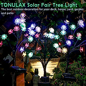 TONULAX Solar Garden Lights - Newest Solar Powered Landscape Tree Lights with Larger Solar Capacity, Solar Decorative Lights Outdoor for Pathway, Patio, Front Yard Decoration(2 Pack)